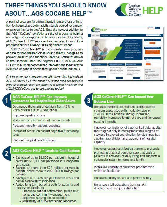 On World Delirium Day, AGS launches AGS CoCare: HELP to turn tide for